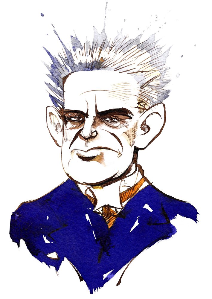Carl Nielsen, Danish composer and conductor (1865-1931); color caricature